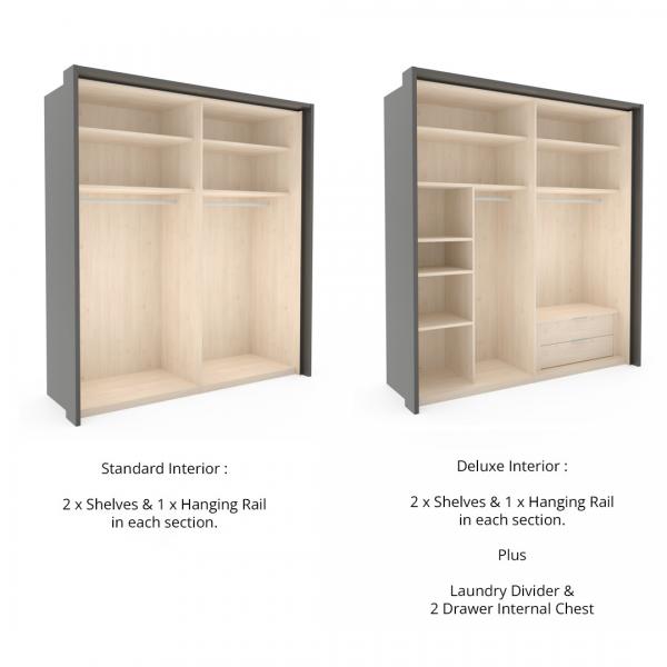 396 - 200cm Sliding Door Robe - 1 Glass & 1 Mirror Door | Magnum Furniture