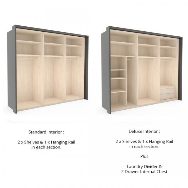 223 - 250cm Sliding Door Robe with Profiles - 3 Glass Doors | Magnum ...