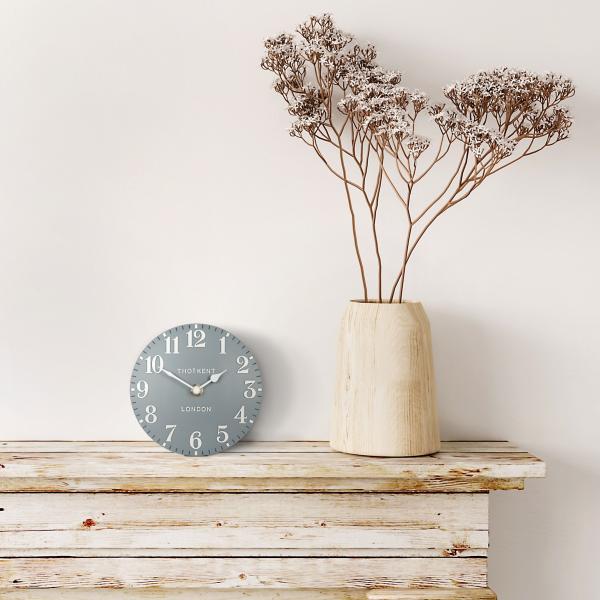 6" Arabic Mantel Clock Flax Blue | Magnum Furniture