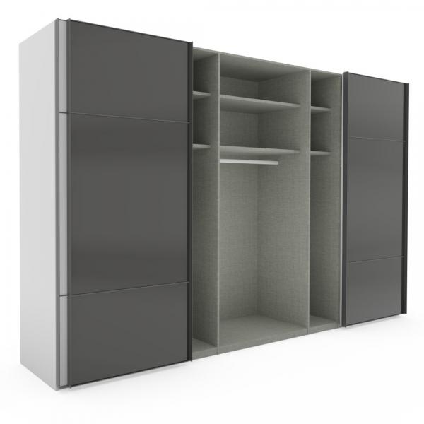 360cm Sliding Door Robe with Synchronised Opening - 2 Wood & 2 Glass ...