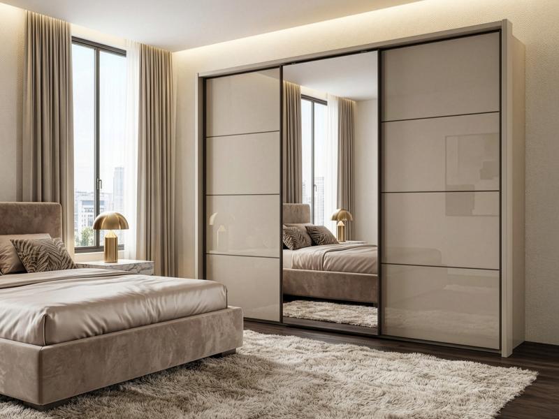 263 - 150cm Sliding Door Robe with Profiles - 1 Glass & 1 Mirror Door ...
