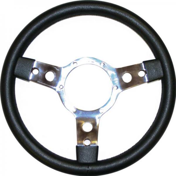 350" Steering Wheel Springalex Black Leather-Shiny Aluminium SA1250TL ...